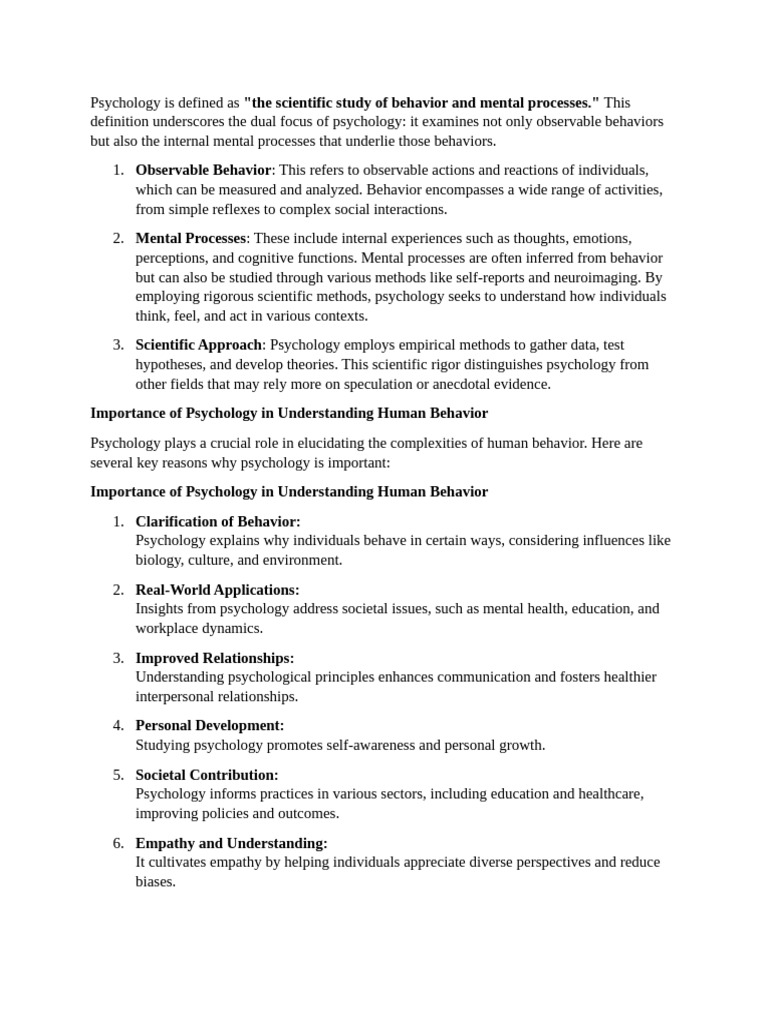 Lecture 1 Intro To Psychology | PDF | Psychology | Cognition