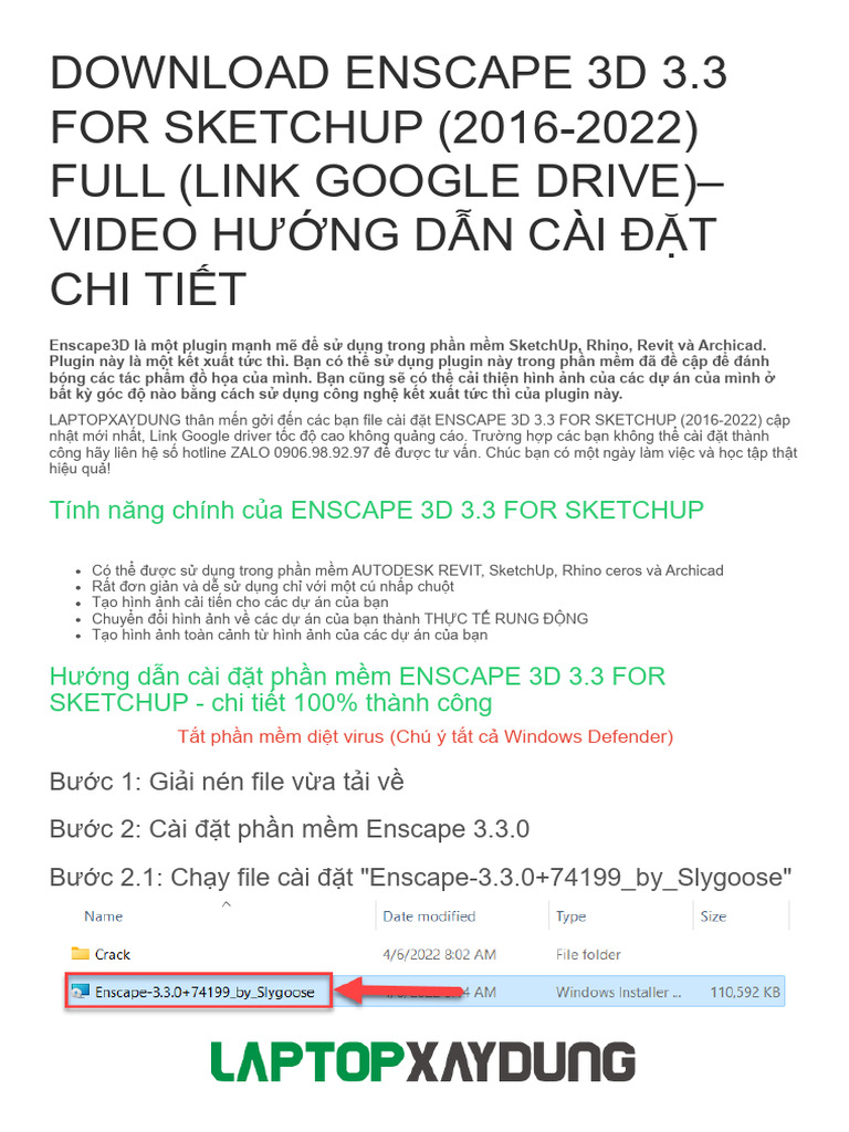 DOWNLOAD ENSCAPE 3D 3.3 FOR SKETCHUP (2016-2022) FULL (LINK GOOGLE DRIVE) - VIDEO HƯỚNG DẪN CÀI ...