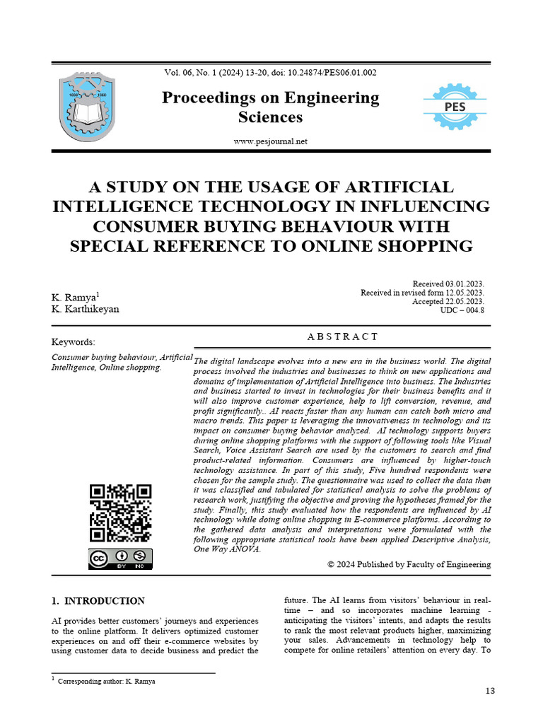 A Study On The Usage of Artificial Intelligence Technology in Influencing Consumer Buying ...