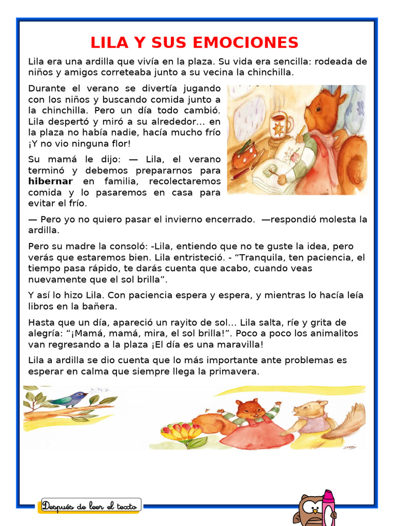 Ficha d4 Plan Lector Cuento de Nuestras Emociones | PDF
