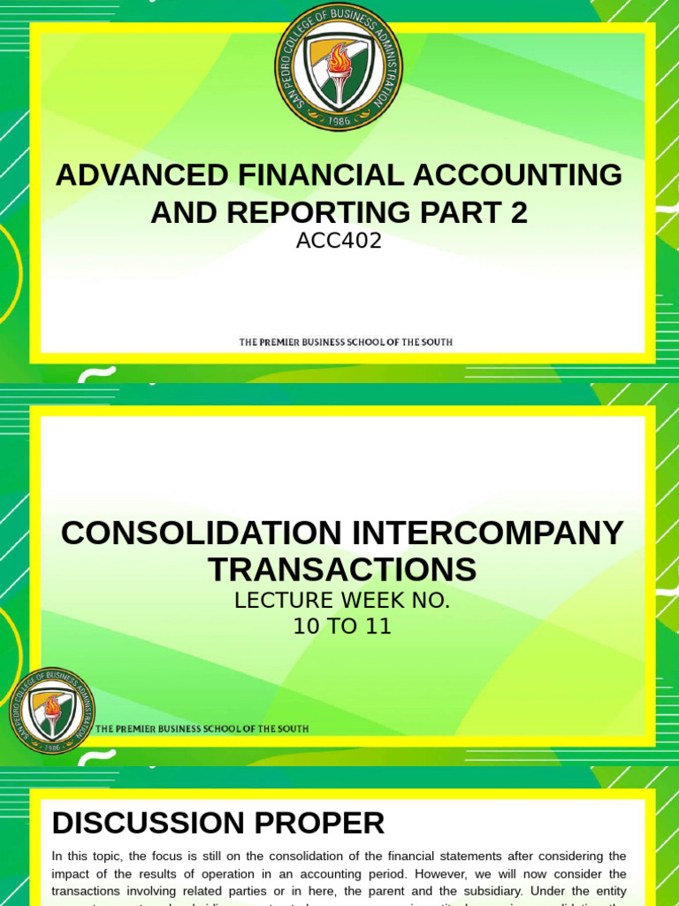 Lecture 1 - Consolidation - Intercompany Transactions Concepts | PDF ...