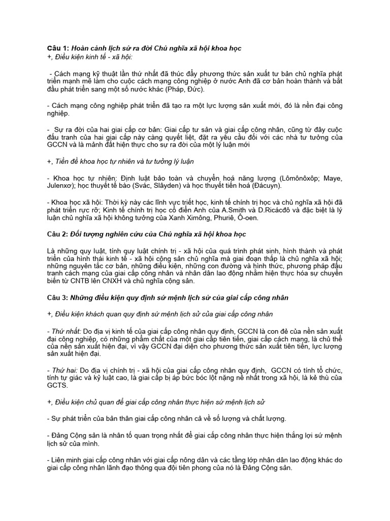 Cau Hoi Tu Luan Mon Chu Nghia Xa Hoi Khoa Hoc Dai Hoc Ha Noi 84401 | PDF