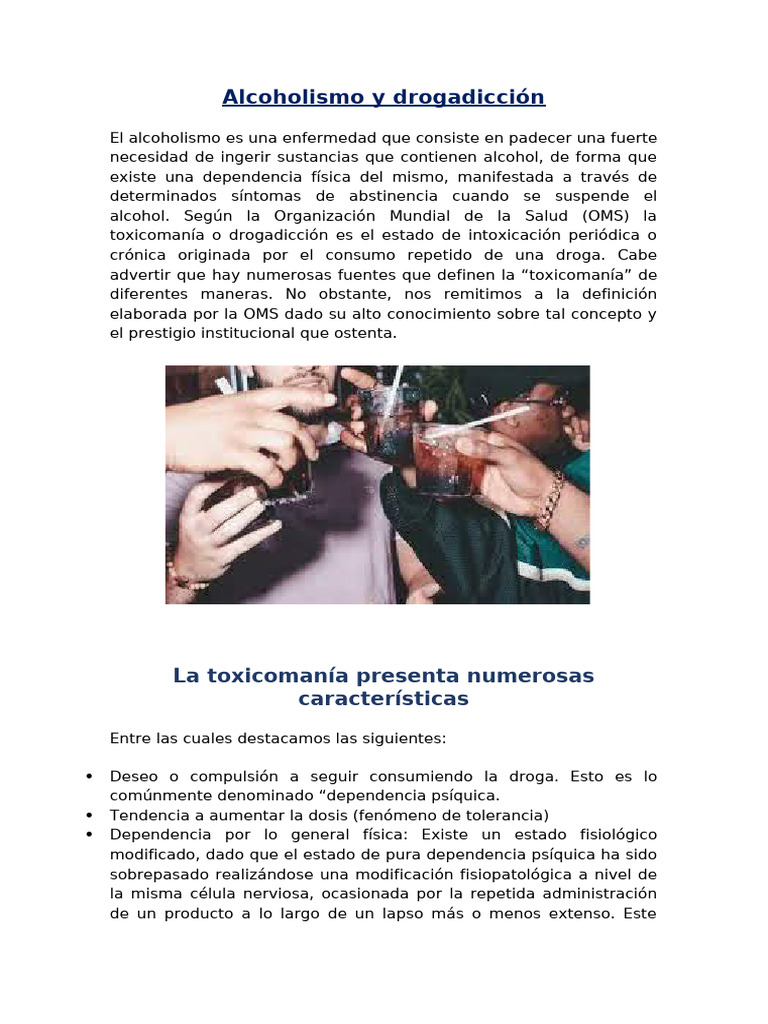 Alcoholismo y Drogadicción | PDF | La dependencia de sustancias | Drogas