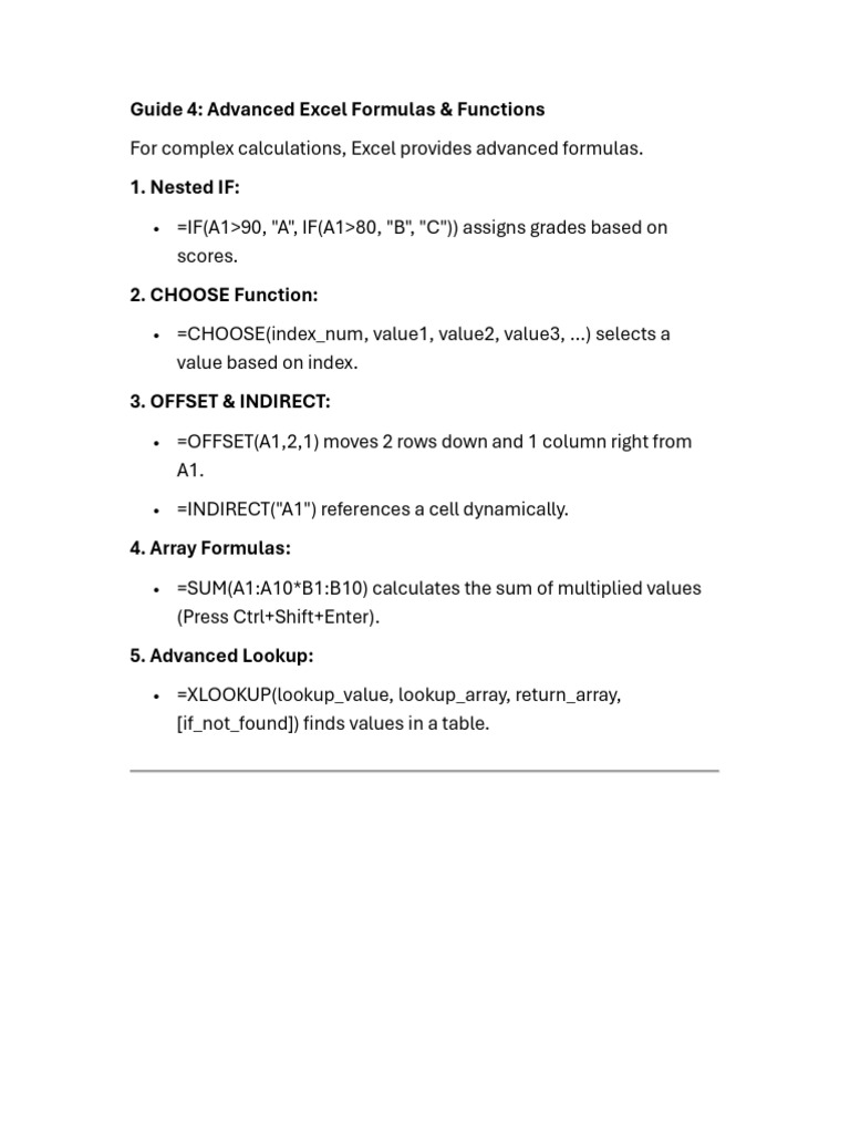 Advanced Excel Formulas & Functions | PDF