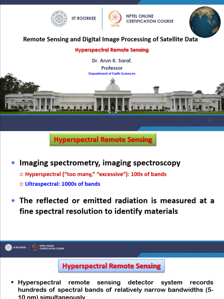 Week-4 Module-18 Hyperspectral Remote Sensing | PDF | Spectroscopy | Remote Sensing