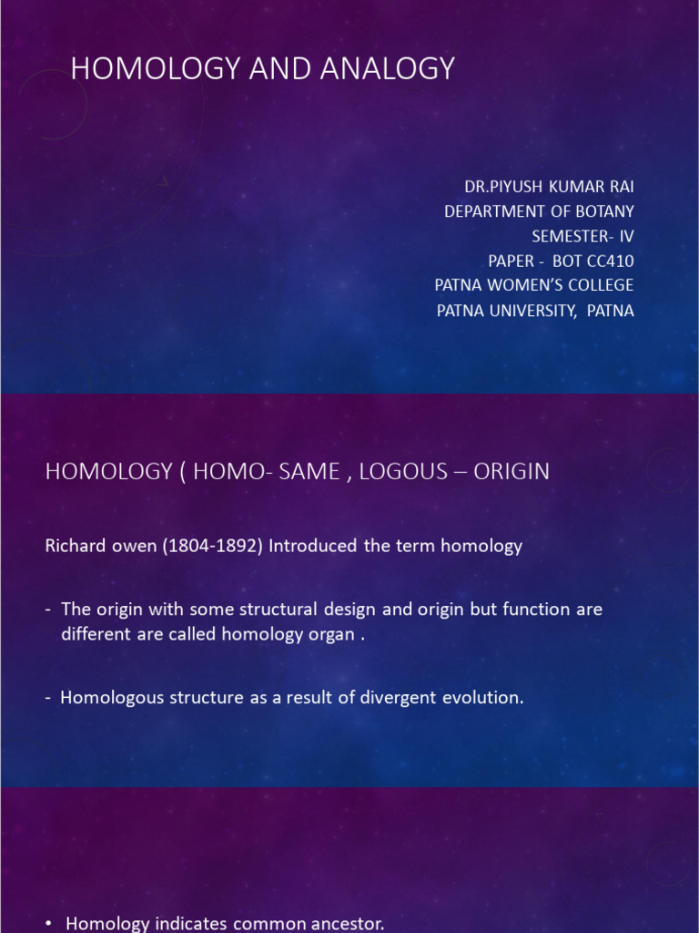 Homology vs. Analogy Explained | PDF