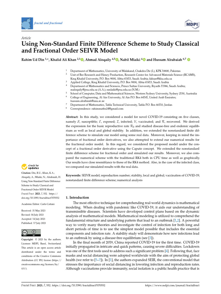 Using Non-Standard Finite Difference Scheme To Stu | PDF | Health ...