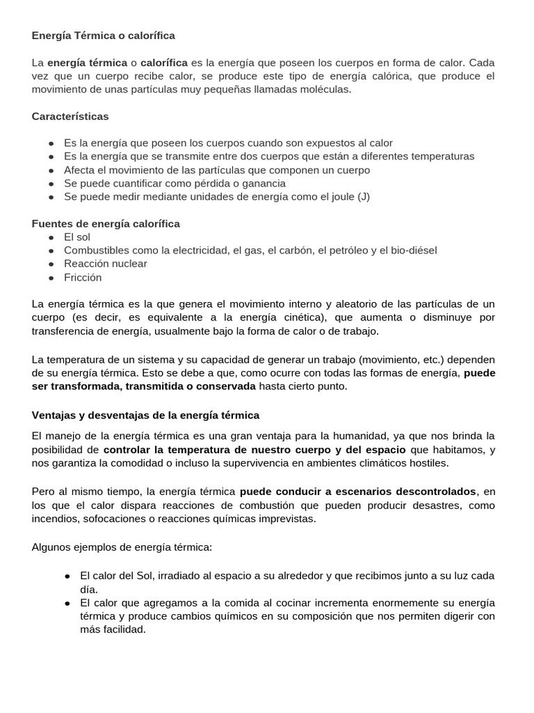 Energía Térmica: Conceptos y Ejemplos | PDF | Calor | Temperatura