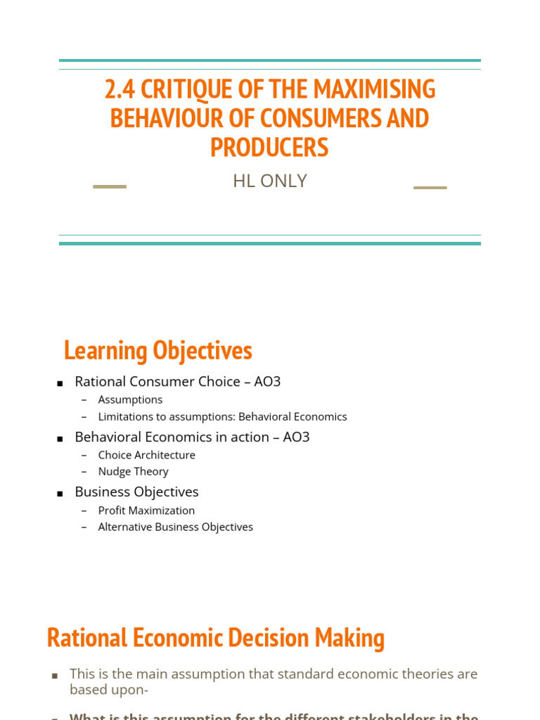 Critique of Consumer and Producer Behavior | PDF | Behavioral Economics ...