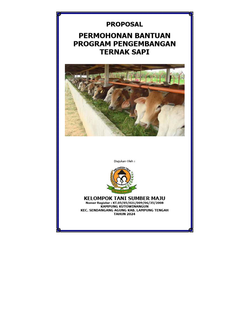 Proposal Ternak Sapi Sumber Maju | PDF