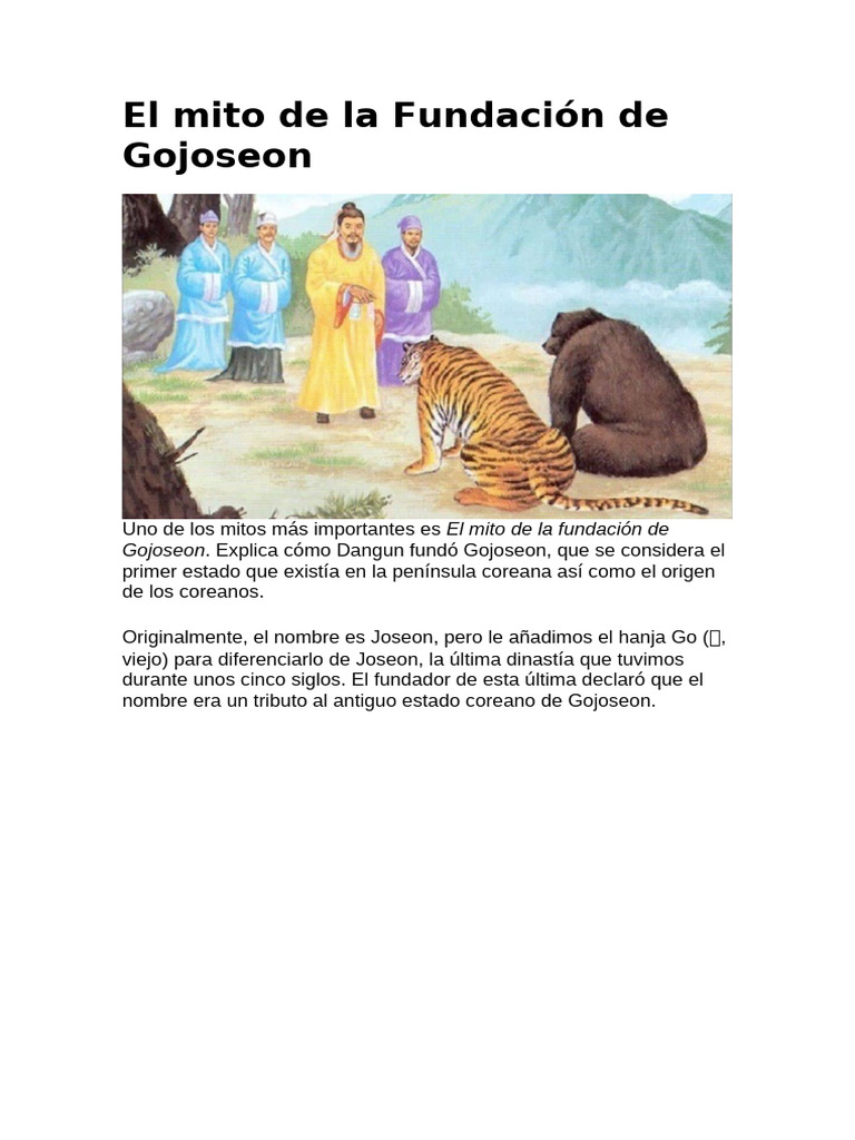 El mito de la Fundación de Gojoseon | PDF
