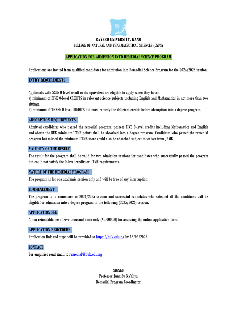 Remedial Program Advert_030131 | PDF