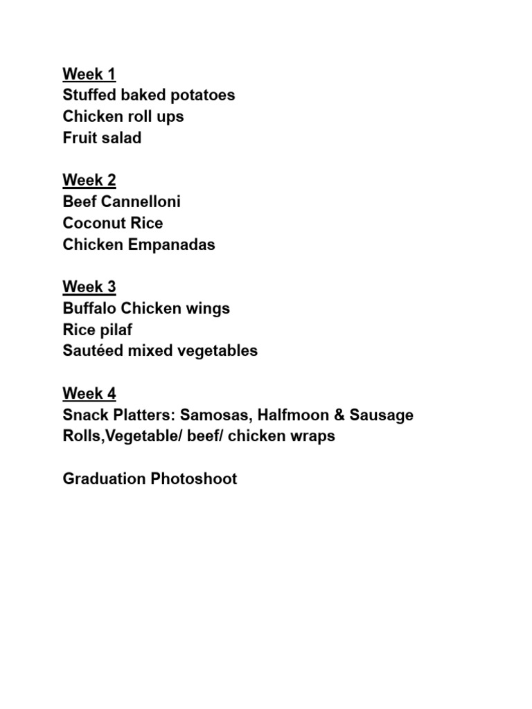 November Culinary Course Outline | PDF