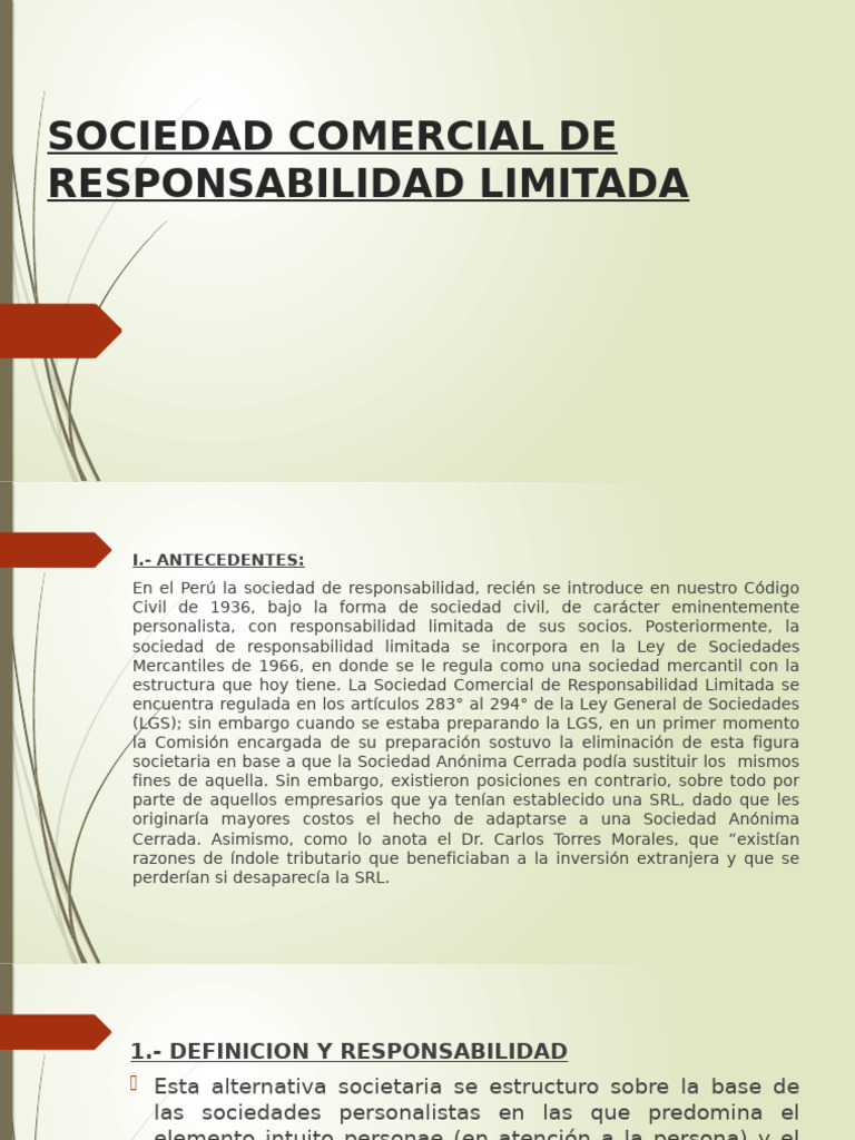 Sociedad Comercial de Responsabilidad Limitada | PDF | Sociedad de responsabilidad limitada
