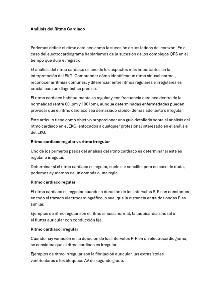 Guía del Análisis del Ritmo Cardíaco | PDF | Enfermedades y trastornos ...