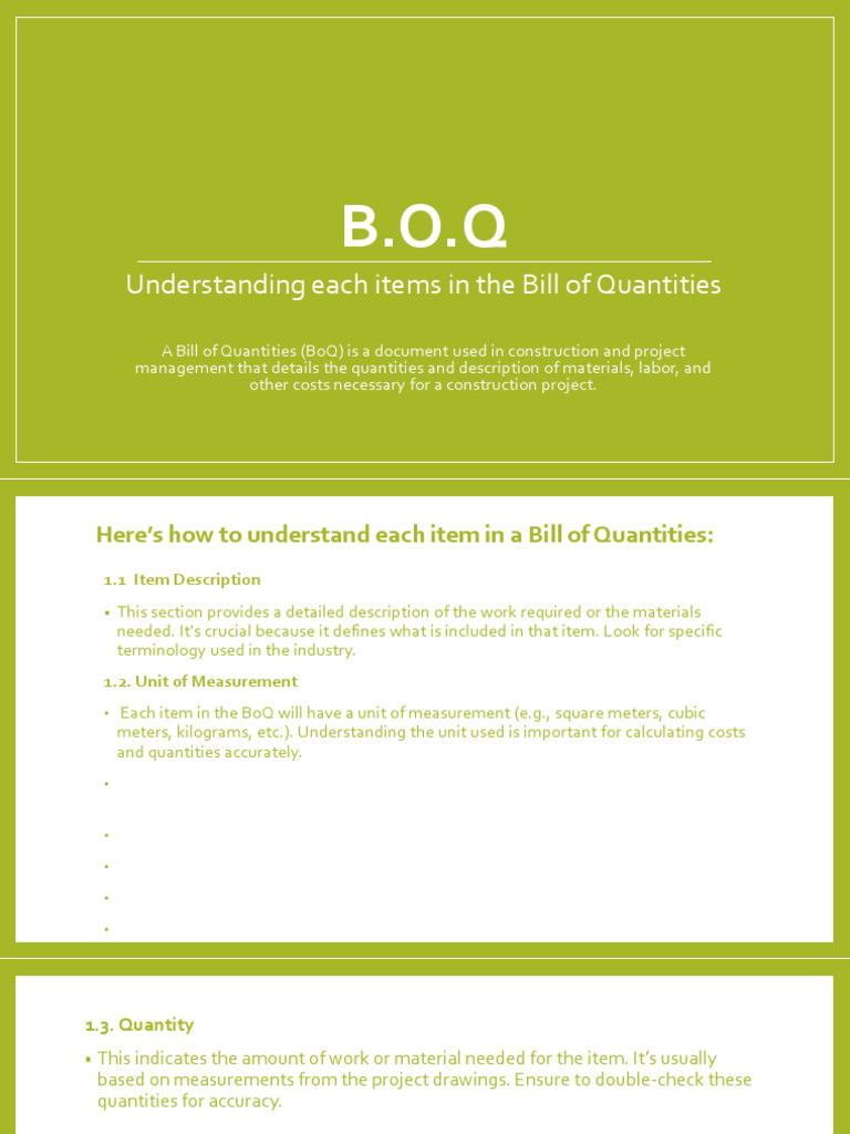Understanding Bill of Quantity | PDF | Labour Economics | Cost