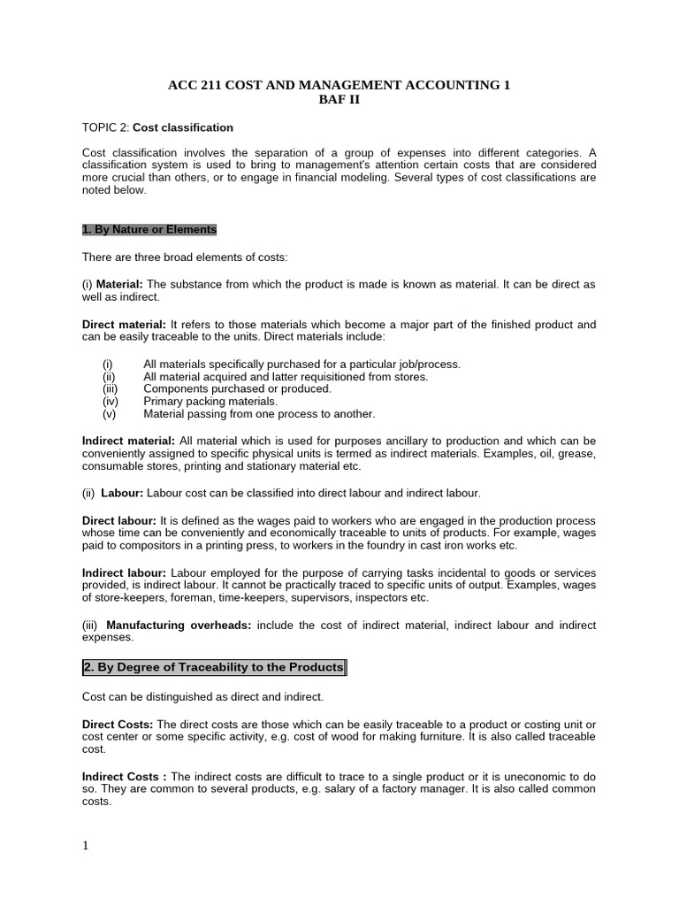 Topic 2 Cost classification | PDF | Opportunity Cost | Cost