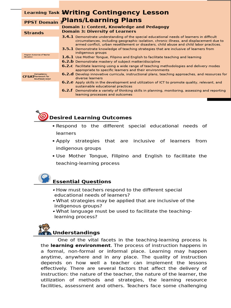 Teaching Intership Learning Task 14 | PDF | Learning | Differentiated ...