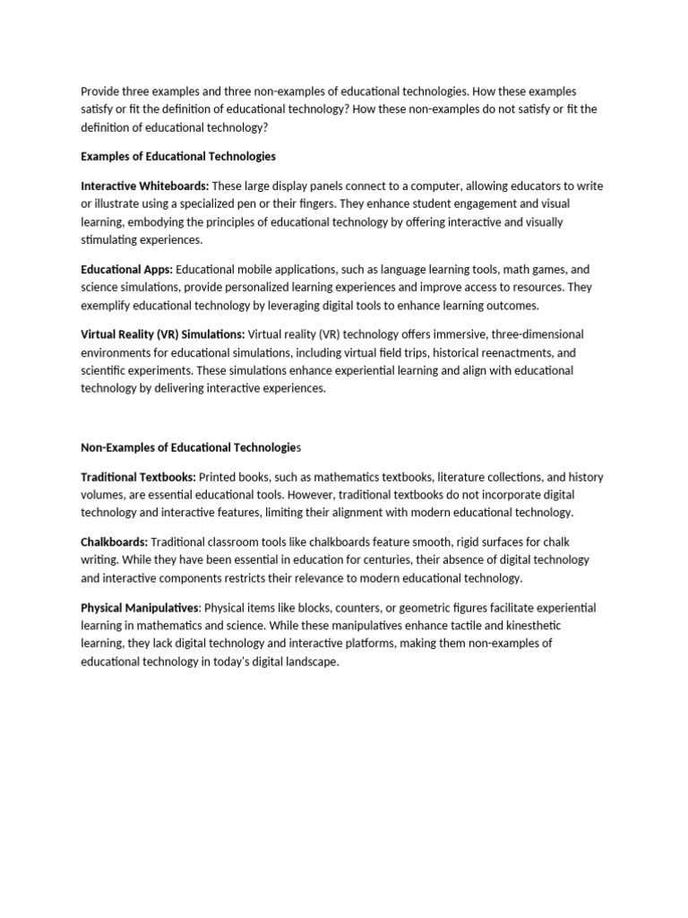 Examples and Non-Examples of EdTech | PDF