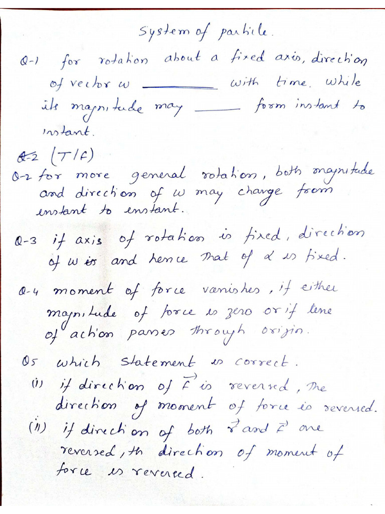 Rotational Motion Ncert Liner Question | PDF
