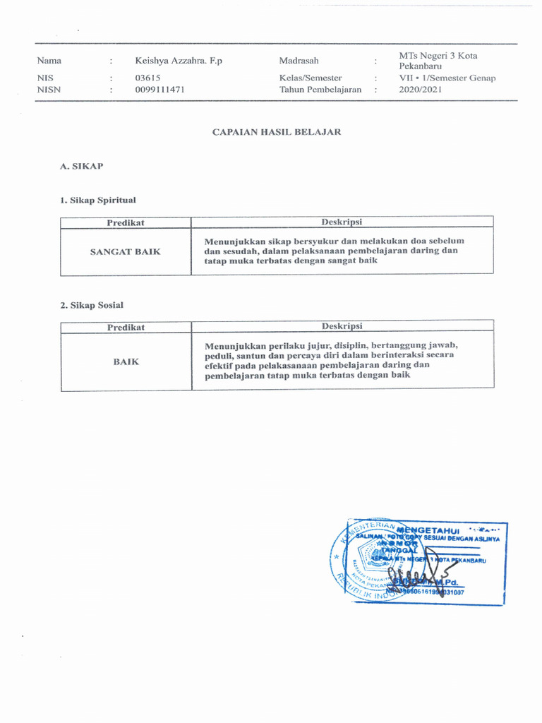 Capaian Hasil Belajar | PDF