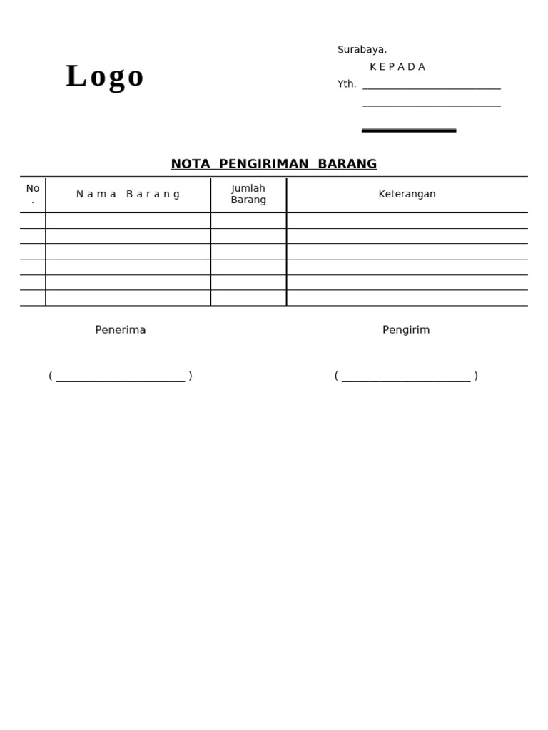 Nota Pengiriman Barang | PDF