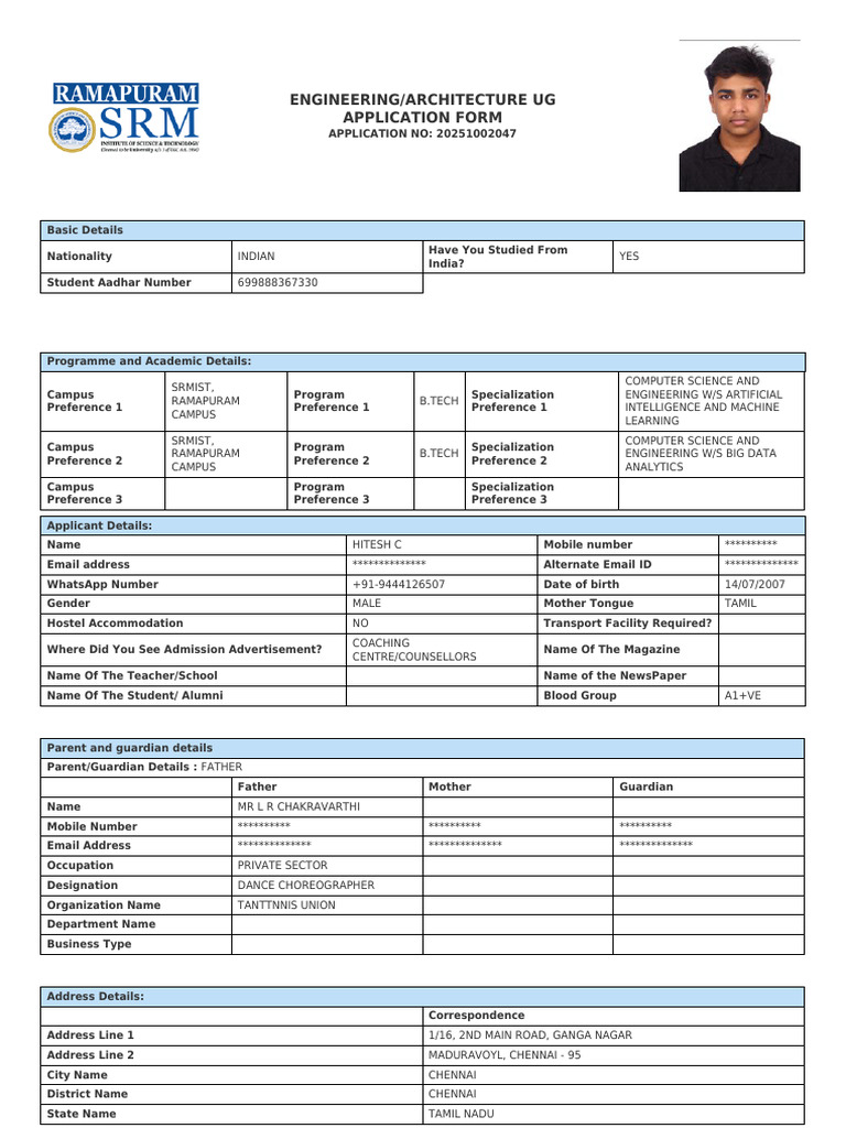 SRM Applicaiton | PDF