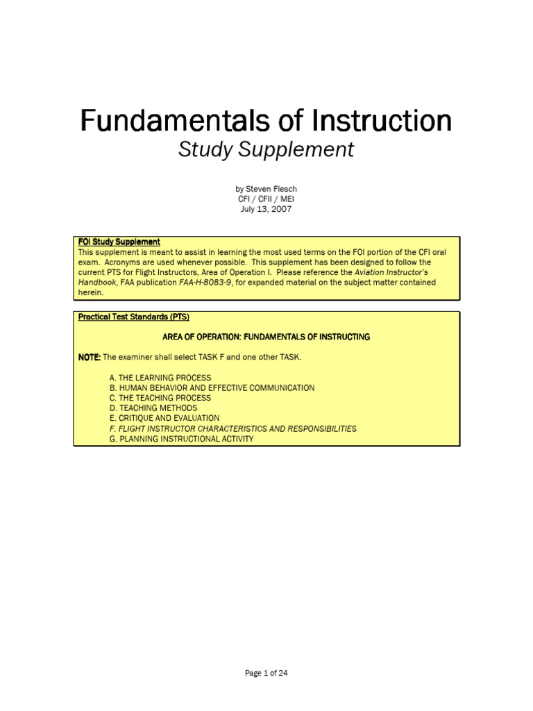 FOI-Study-Supplement | PDF | Learning | Flight Instructor