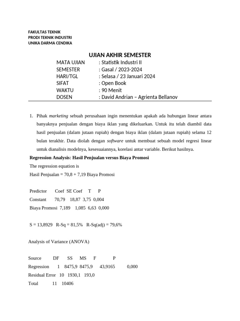 UAS Statistik (1) | PDF