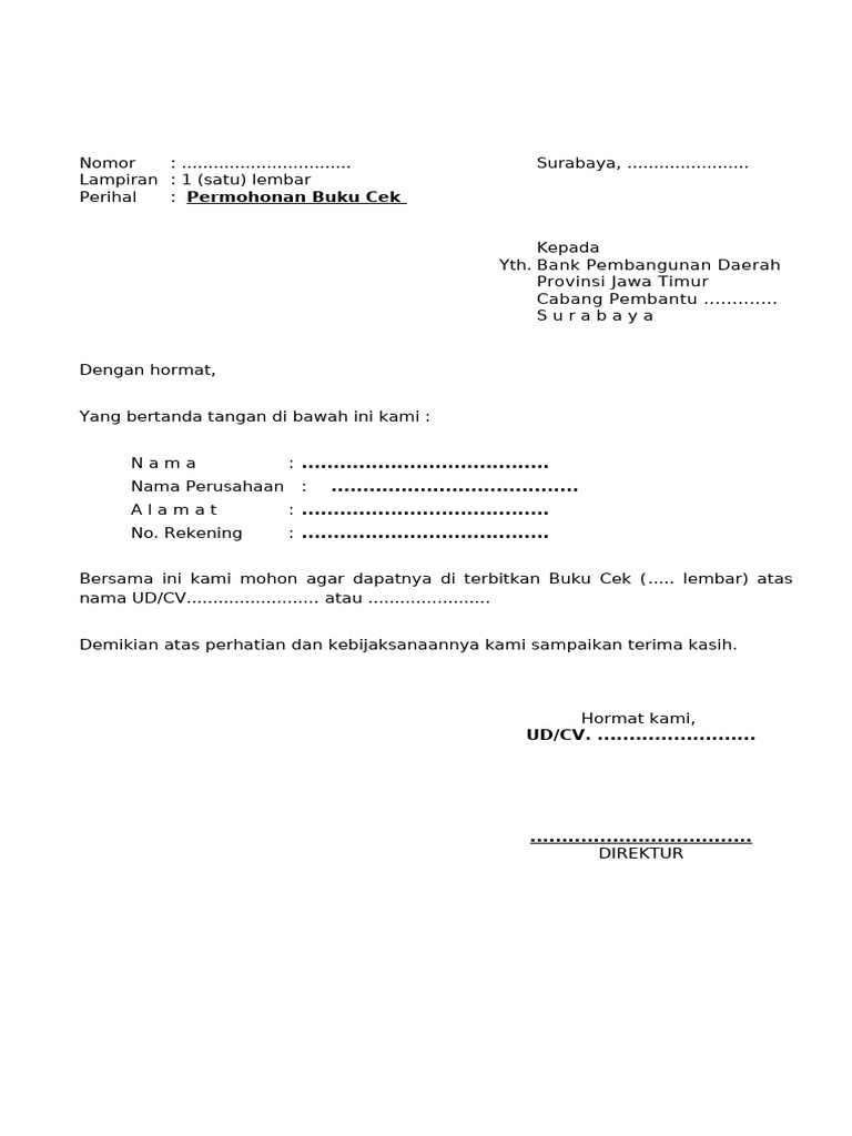 Permohonan Buku Cek | PDF