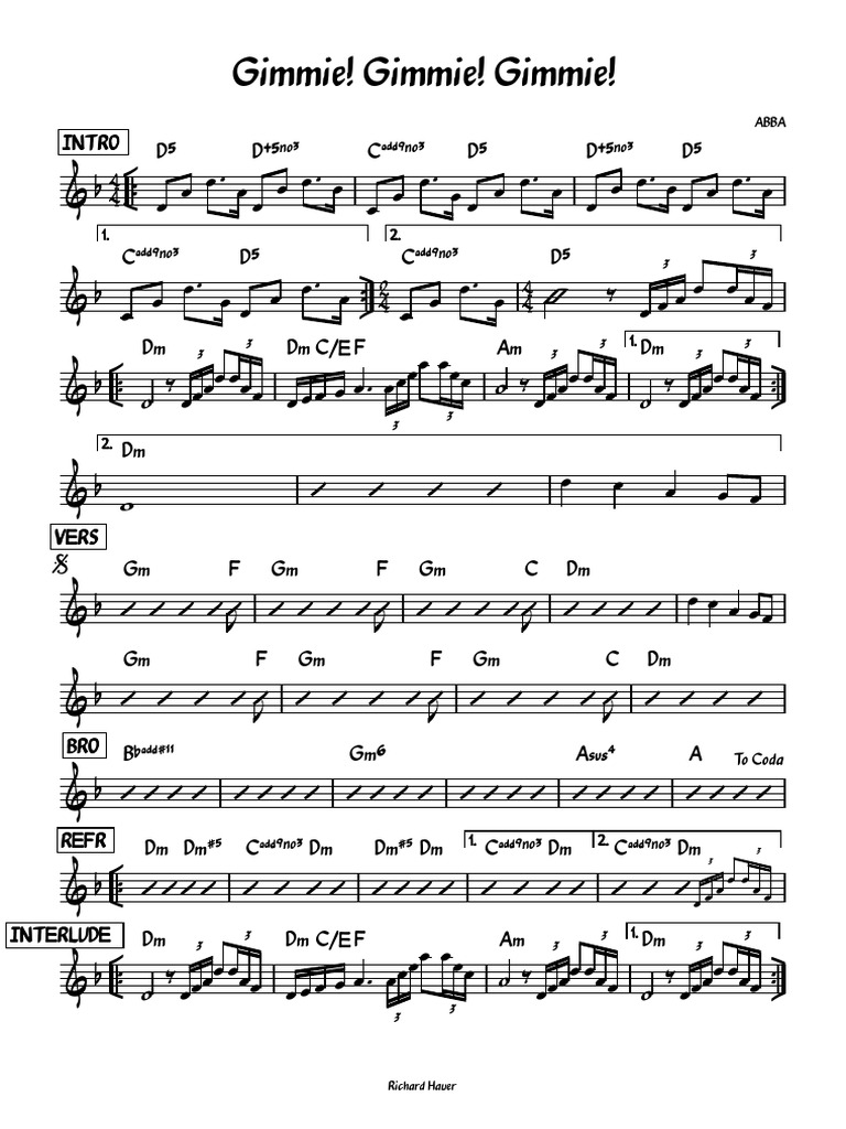 ABBA: Gimme! Gimme! Gimme! Sheet Music | PDF