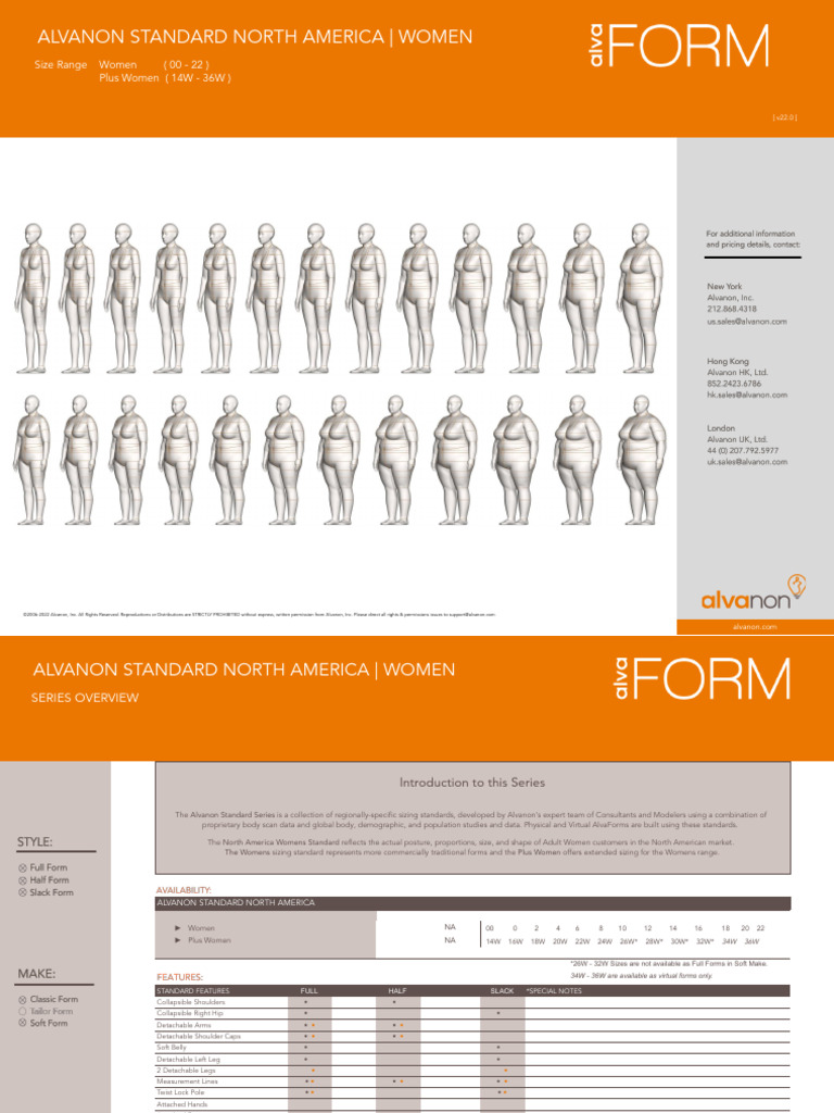 Alvanon Women's Sizing Standards Guide | PDF