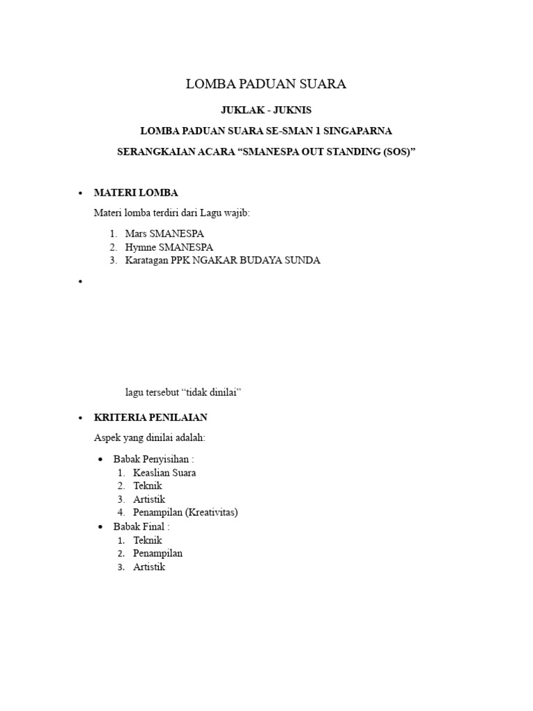 Jukakjuknis Lomba Padus Smanespa 2024 | PDF