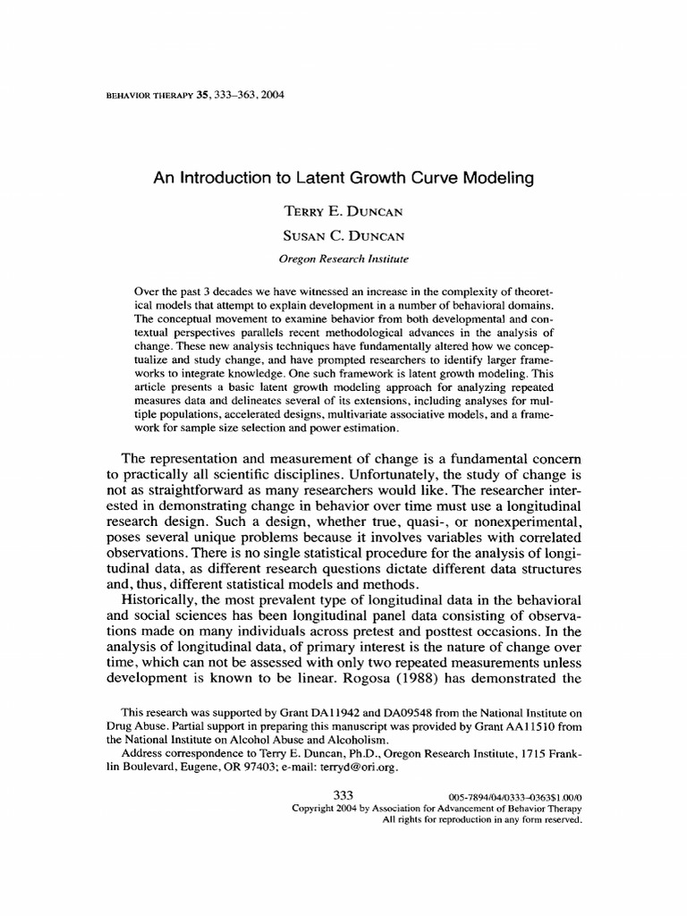 An Introduction to Latent Growth Curve Modeling | PDF | Regression Analysis | Multilevel Model