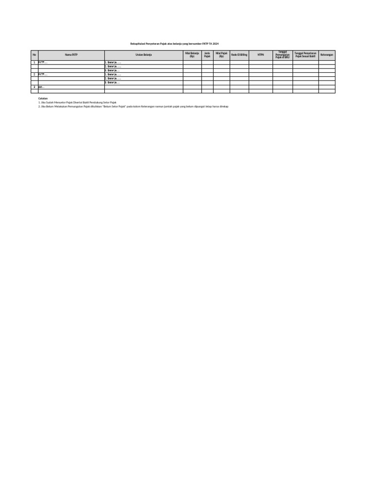 Lamp 9a-B Form Setor Pajak FKTP Dan BOS (SDN 10 KUALA BATEE) | PDF