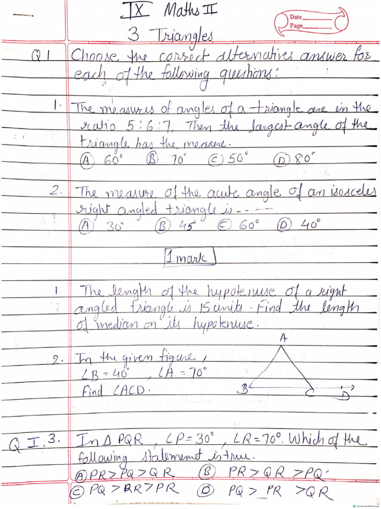 STD 9th Maths 2 Question Bank | PDF