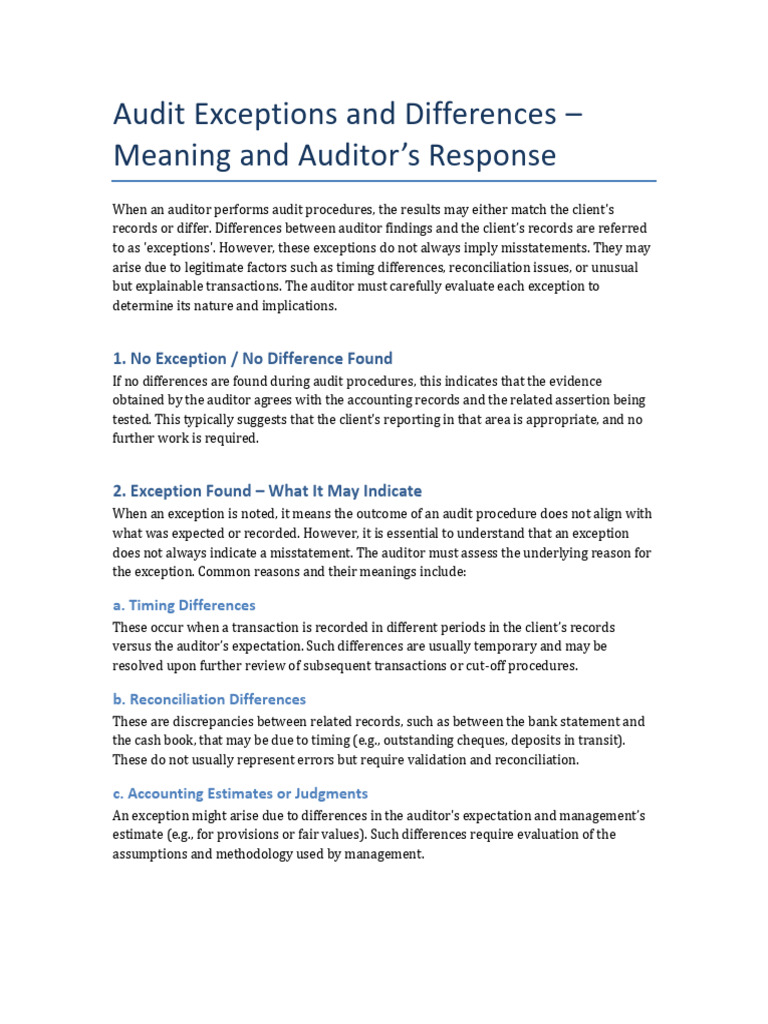 Understanding Audit Exceptions and Responses | PDF | Audit | Business