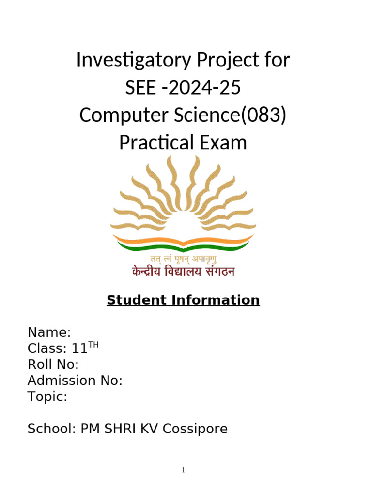 Project Report Format CS | PDF