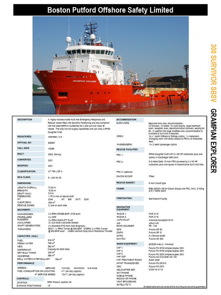 Grampian Explorer Vessel Overview | PDF | Shipping | Ships