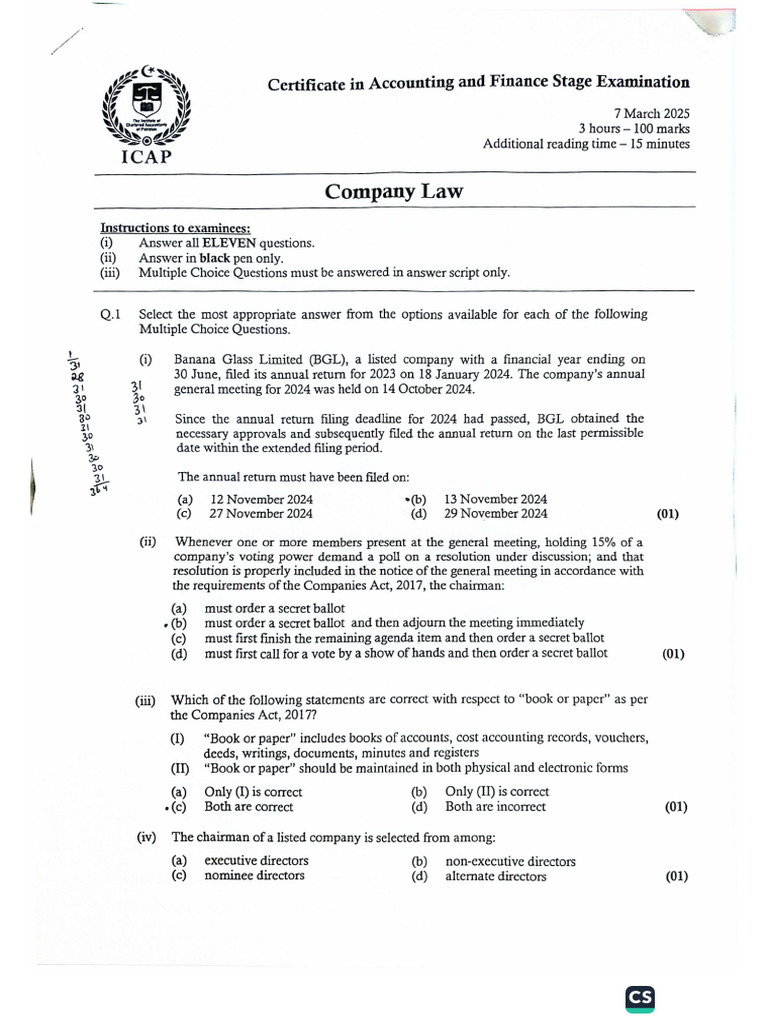CLAW ICAP Spring 25 QP | PDF