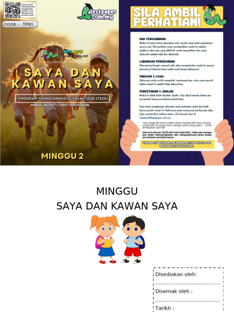 CADANGAN AKTIVITI MINGGU SAYA DAN KAWAN SAYA | PDF