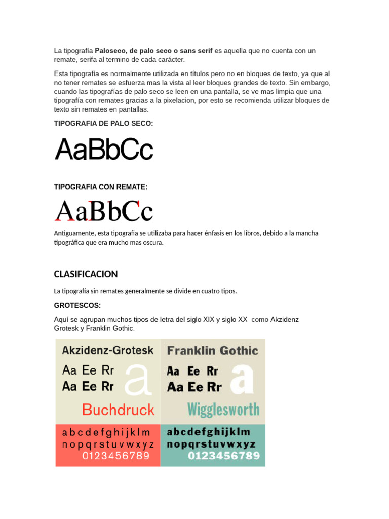 Tipografía Palo Seco: Características y Tipos | PDF