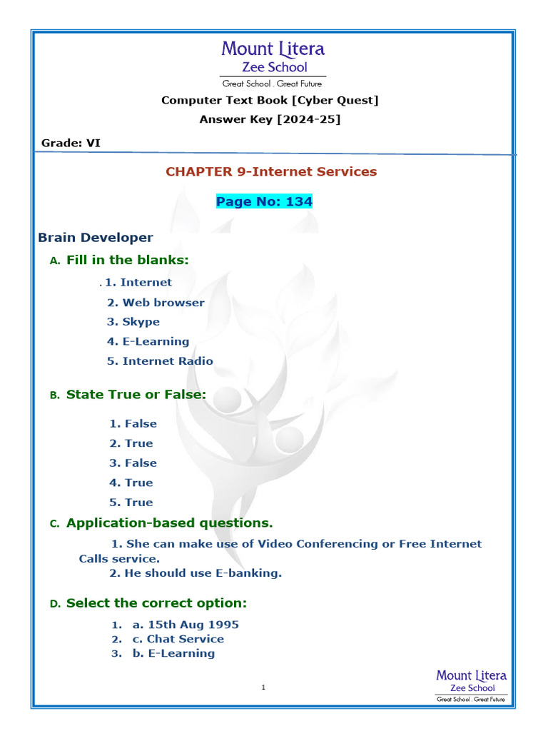 Grade-6 - Computer - L-9 Internet Services | PDF | Internet ...