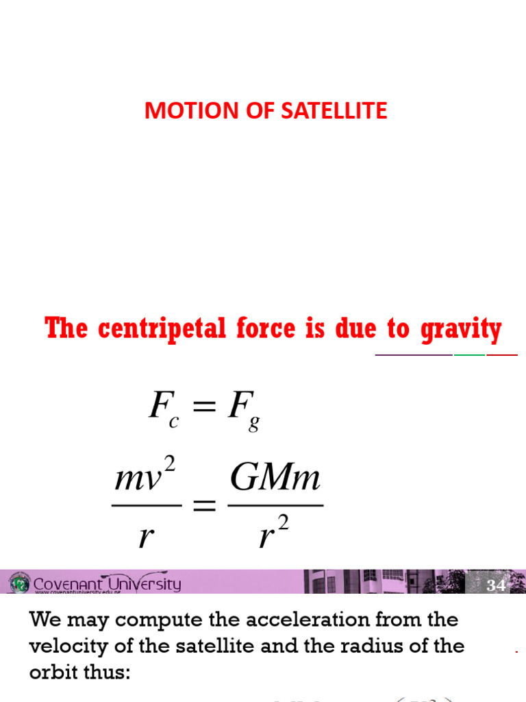 PHY 111 Motion of Satellite | PDF | Orbit | Acceleration