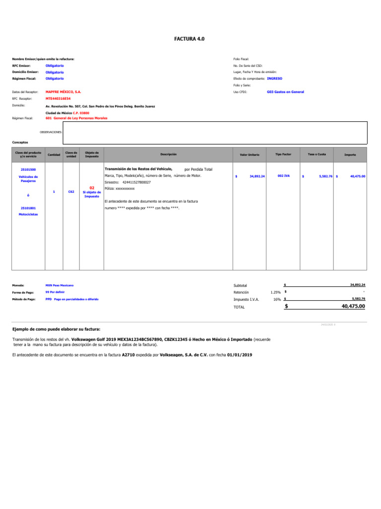 EJEM DE REFACTURA 424411527800027 | PDF | Factura