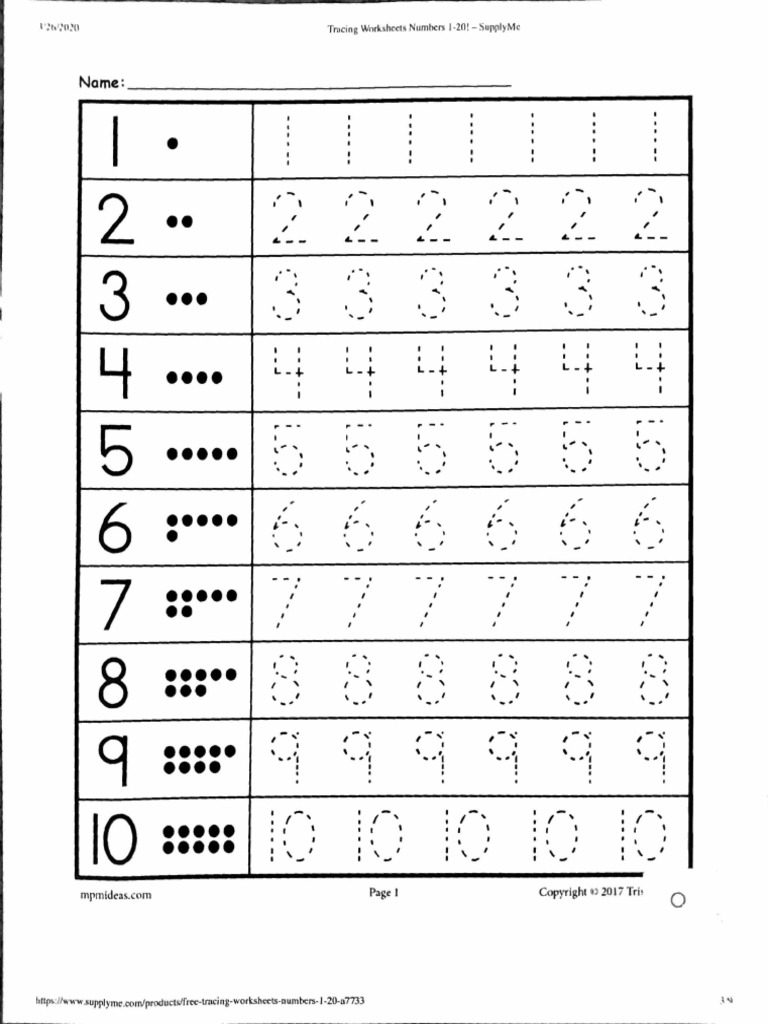 Math 1-10 Tracing | PDF