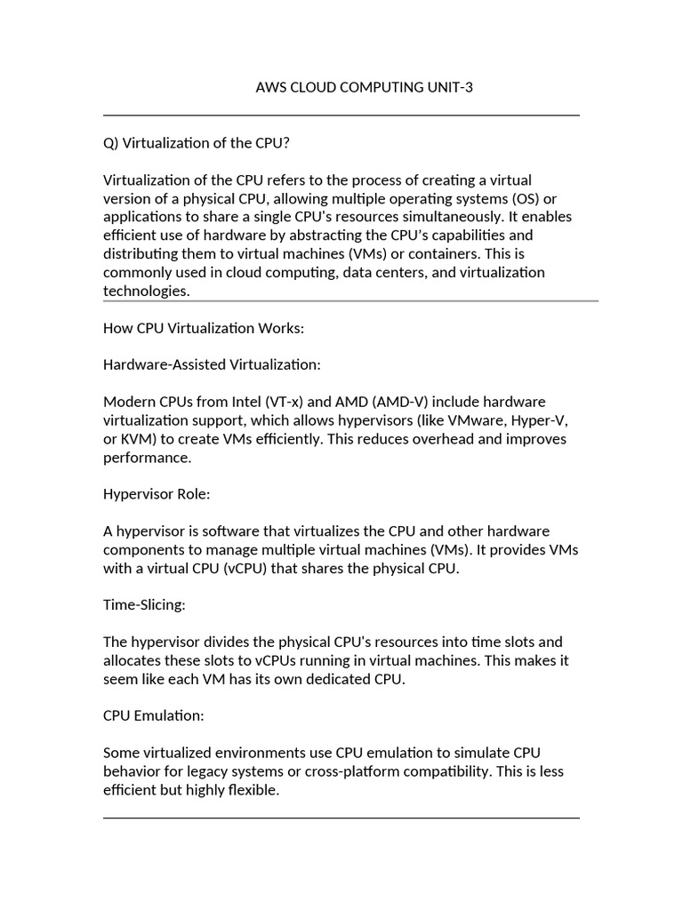 AWS Cloud Computing Unit 3 | PDF | Cloud Computing | Virtual Machine