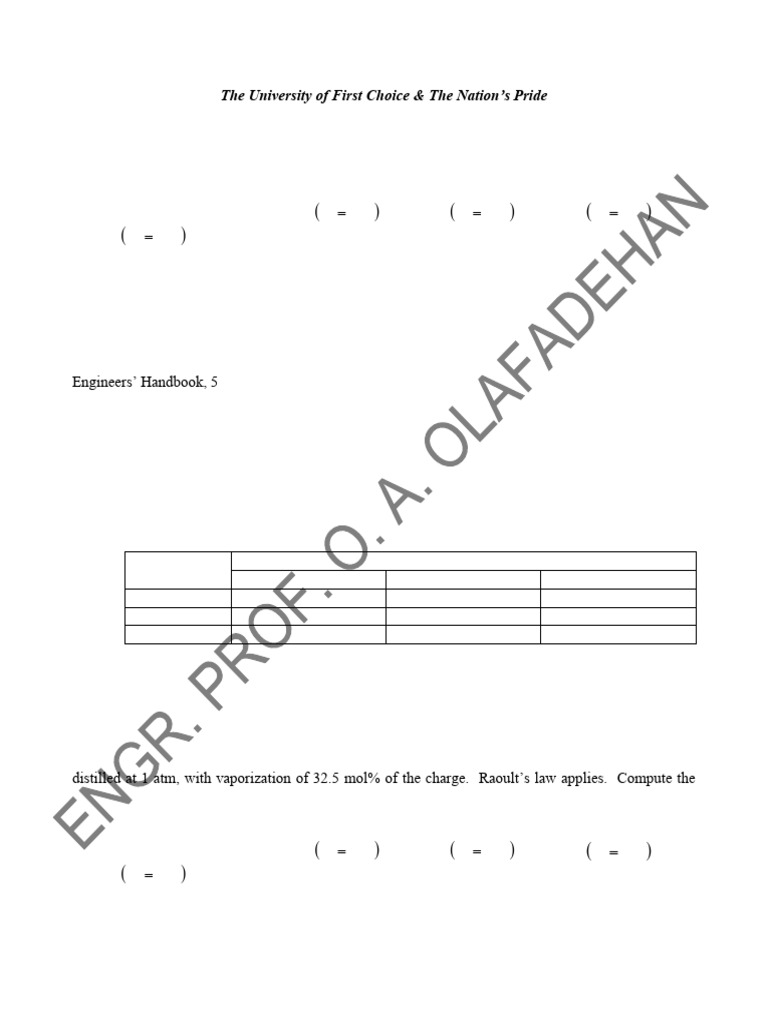 CHG 535 Tutorial 1 - Multicomponent Distillation | PDF | Distillation ...