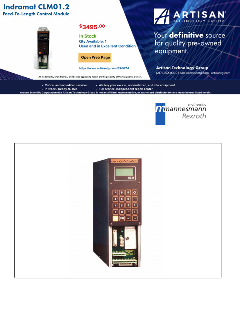 Info Indramat CLM 01 Manual | PDF | Amplifier | Electrical Engineering