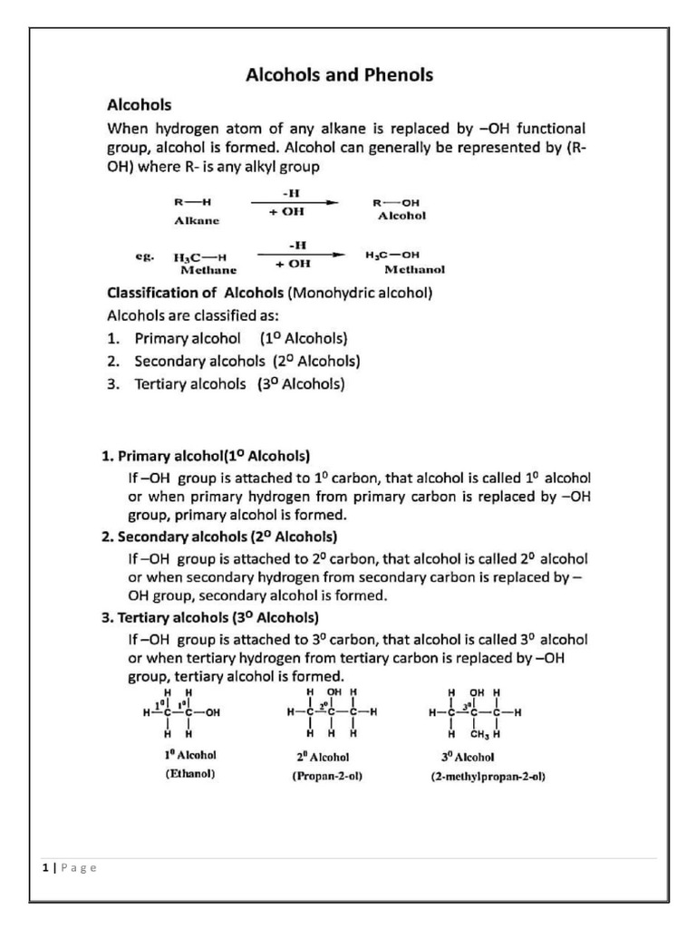 Alcohol Class 12 Chemistry Notes | PDF